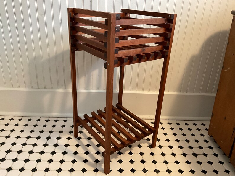 Slatted Wood Plant Stand With Shelf Wood Plant Stand With - Etsy
