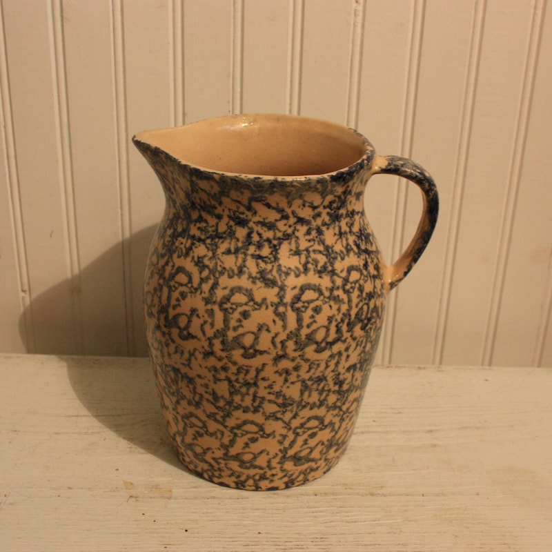 Blue Spongeware Pitcher - Etsy