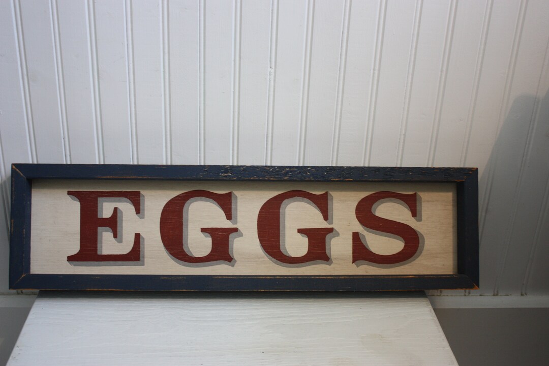 Vintage Egg Sign, Wood Egg Sign, Rectangle, Painted Wood Egg Sign ...