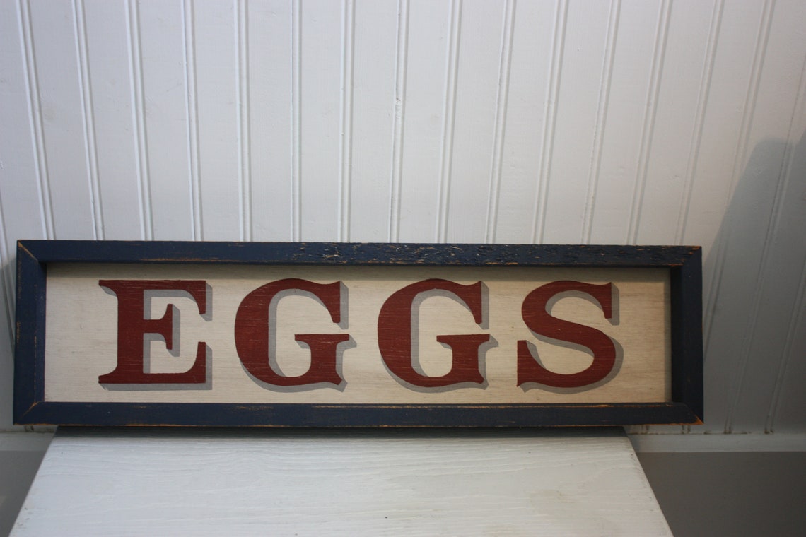 Vintage Egg Sign Wood Egg Sign Rectangle Painted Wood Egg | Etsy