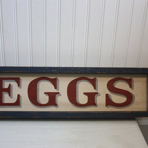 Vintage Egg Sign, Wood Egg Sign, Rectangle, Painted Wood Egg Sign ...
