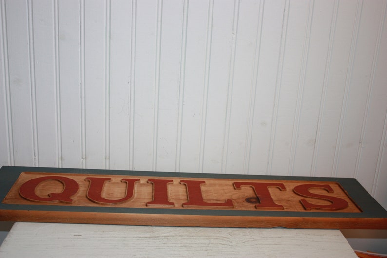 Vintage 1980s 1990s Wood quilts Sign Red and | Etsy