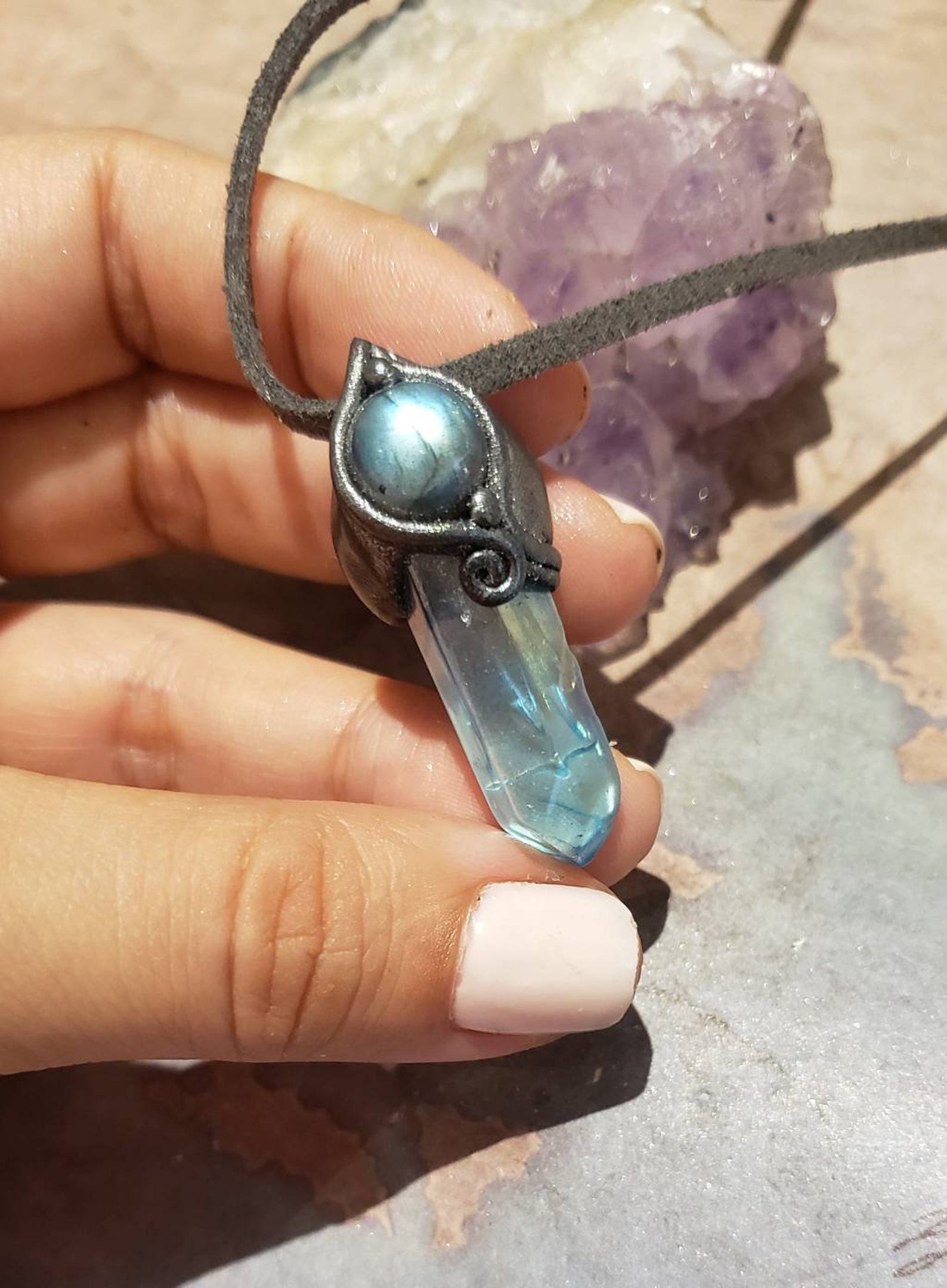 Indigo Starseed Crystal Pendant. Blue Ray Starseed Necklace. - Etsy