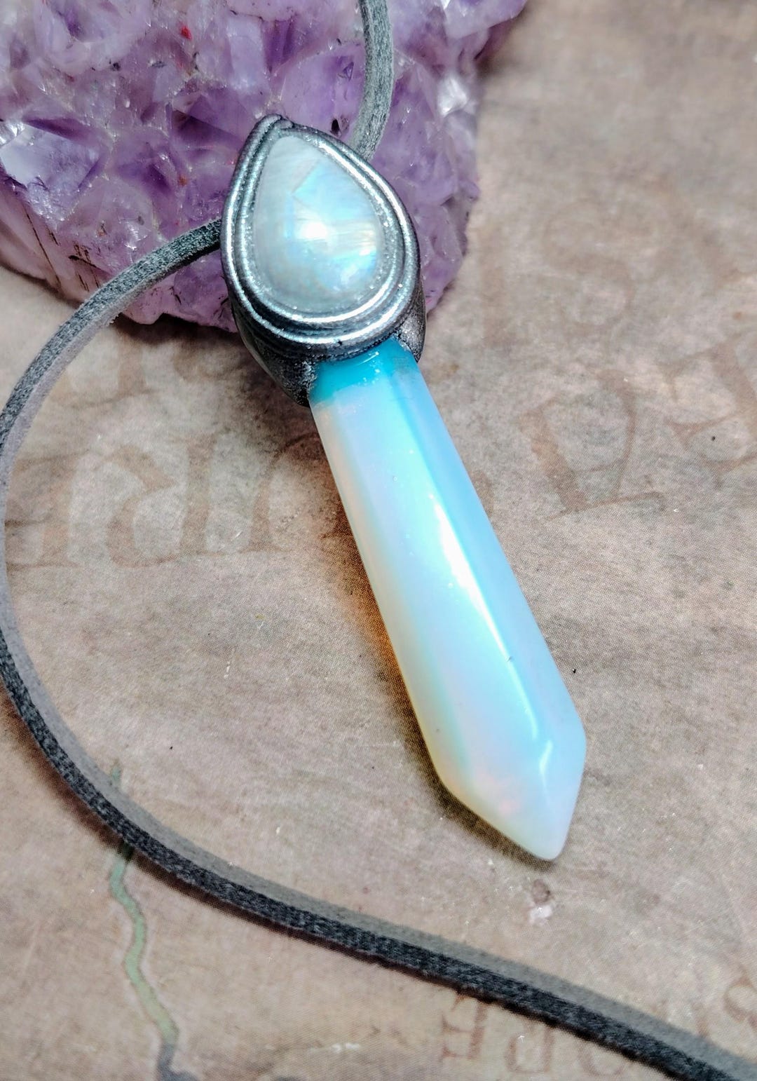 Archangel Gabriel Necklace: Moonstone Opalite Pendant, Spiritual ...