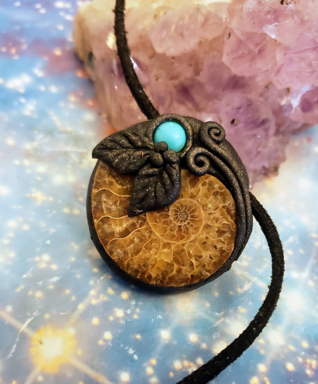Golden Ratio. Ammonite Pendant Fossil Necklace. Fibonacci Spiral Sacred ...