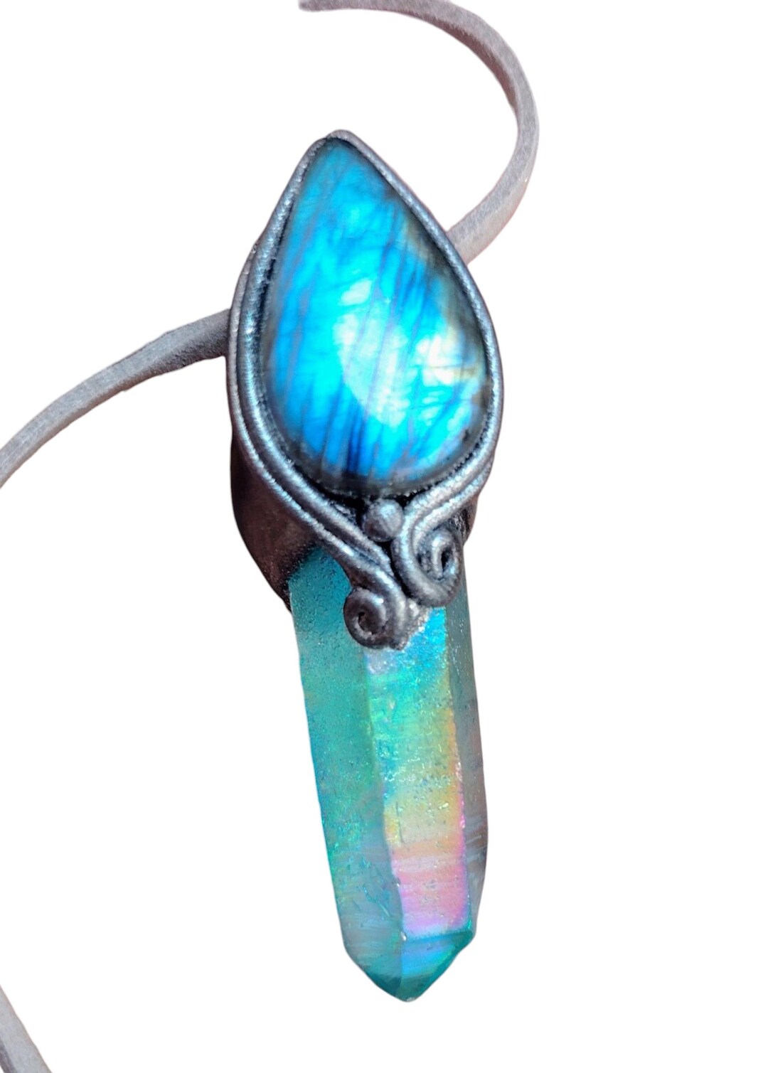Blue Ray Starseed Jewelry. Aqua Aura Quartz & Labradorite Necklace ...