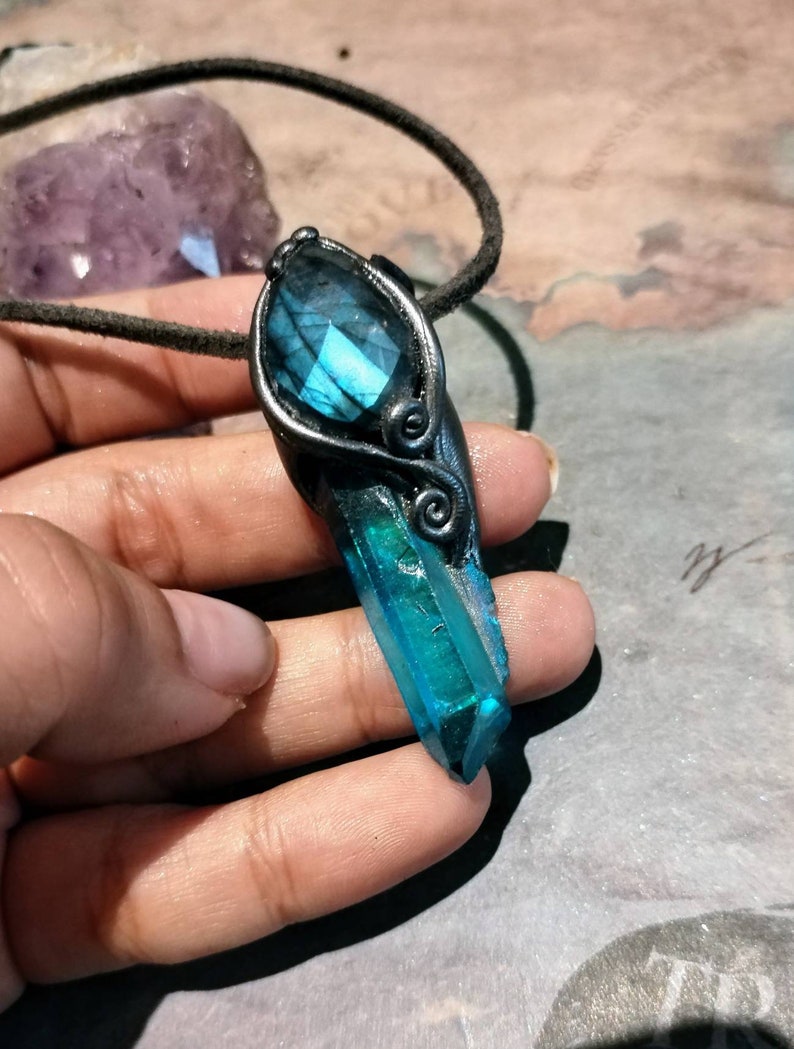 Indigo Starseed Crystal Pendant. Blue Ray Starseed Necklace. - Etsy