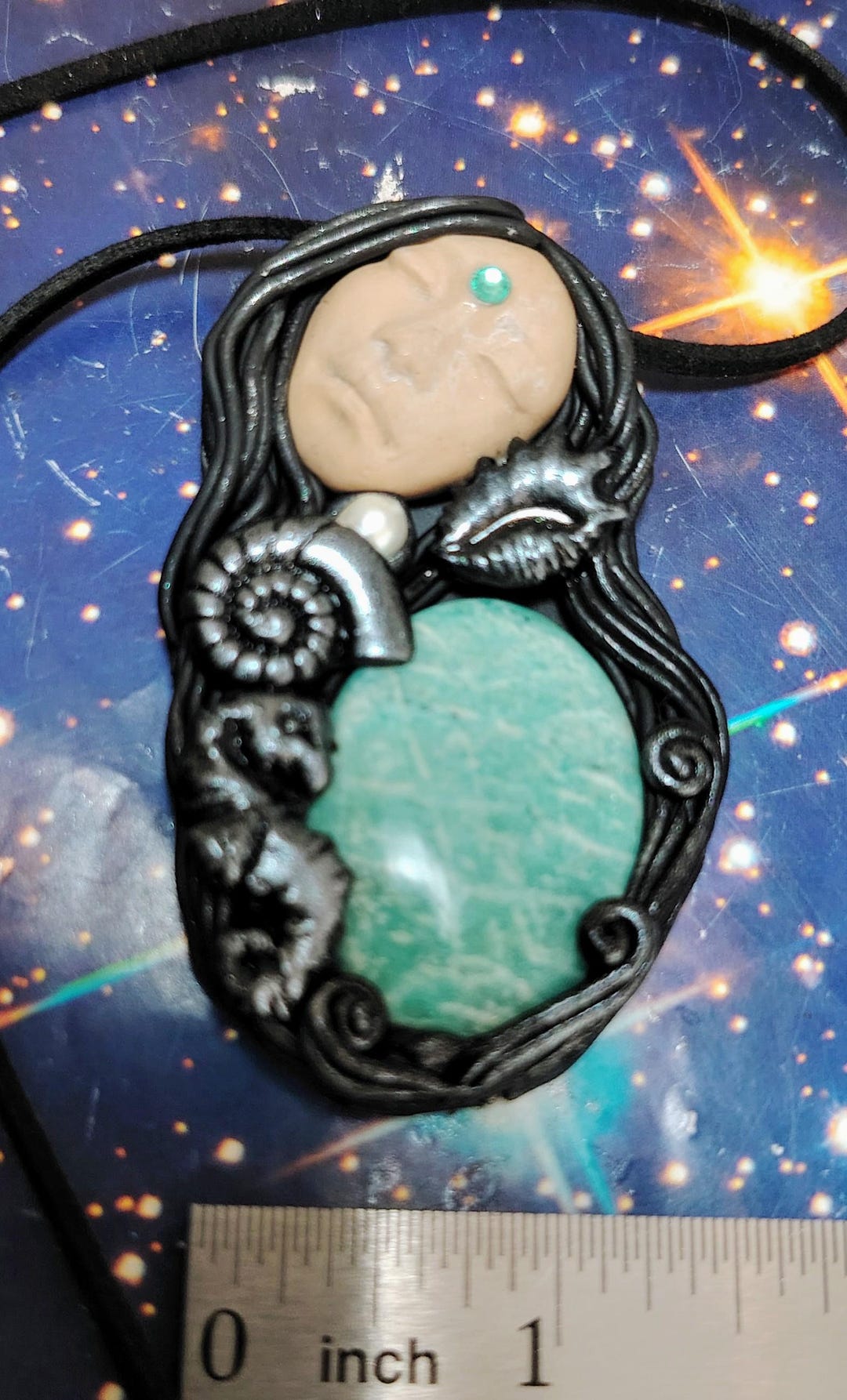 Yemaya Orisha Necklace. Sea, Ocean, Amazonite Goddess Pendant. Mermaid ...