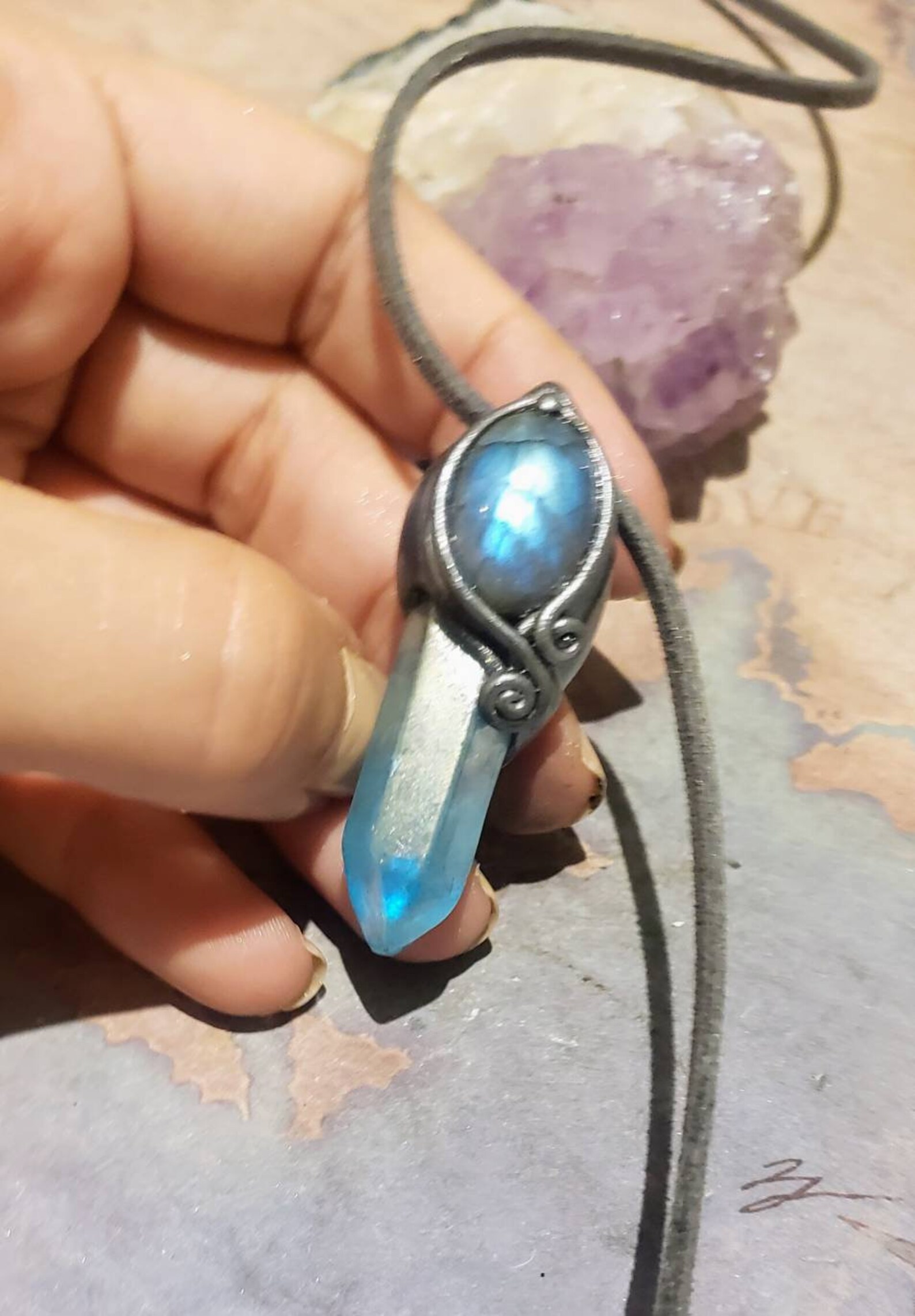 Indigo Starseed Crystal Pendant. Blue Ray Starseed Necklace. - Etsy