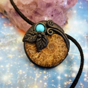 Golden Ratio. Ammonite Pendant Fossil Necklace. Fibonacci Spiral Sacred ...