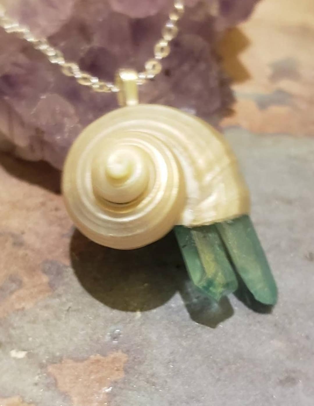 Lost Mermaid Necklace. Sea Shell Siren Selkie Jewelry. Aqua Aura Quartz ...