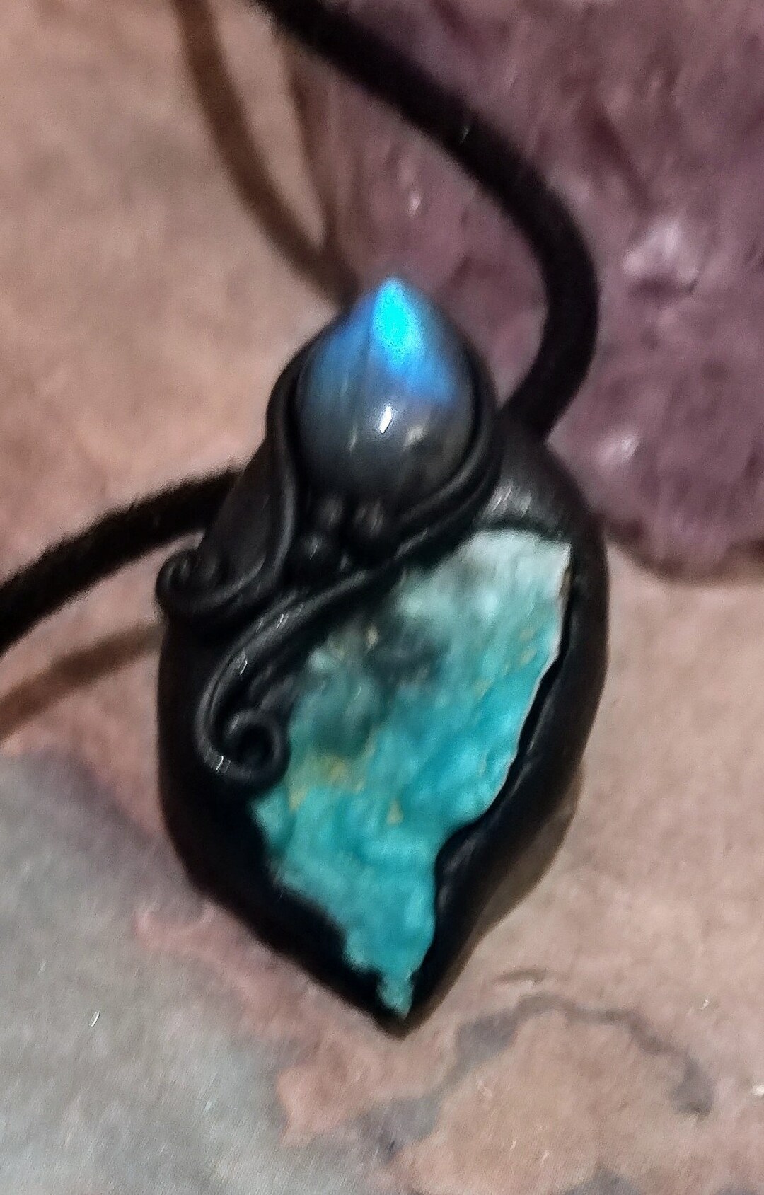 Blue Ray Starseed Mens Crystal Pendant. Hemimorphite Labradorite Men's ...