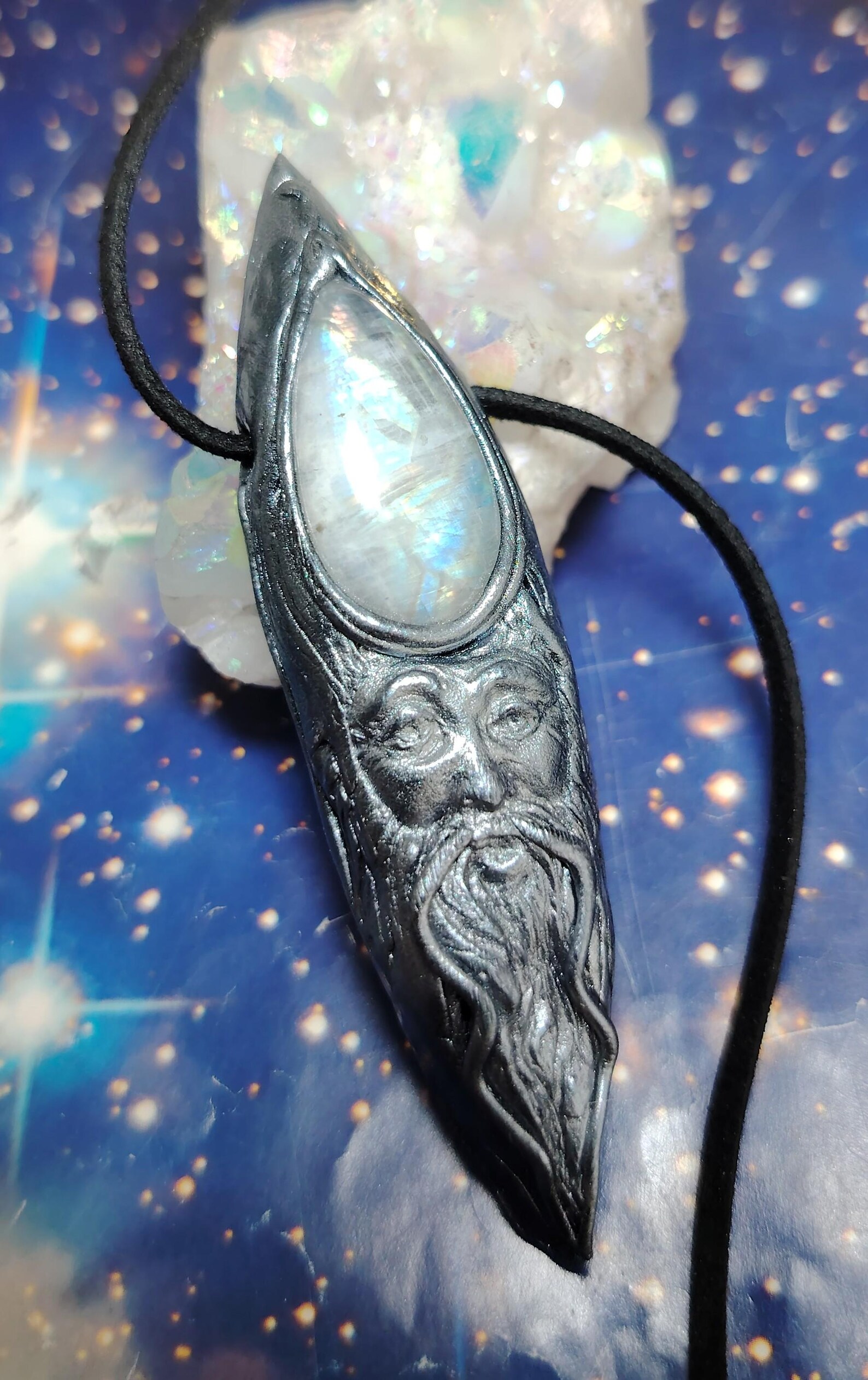 The Wizard. Magician, Sage, Wise Old Man Necklace. Blue Labradorite ...