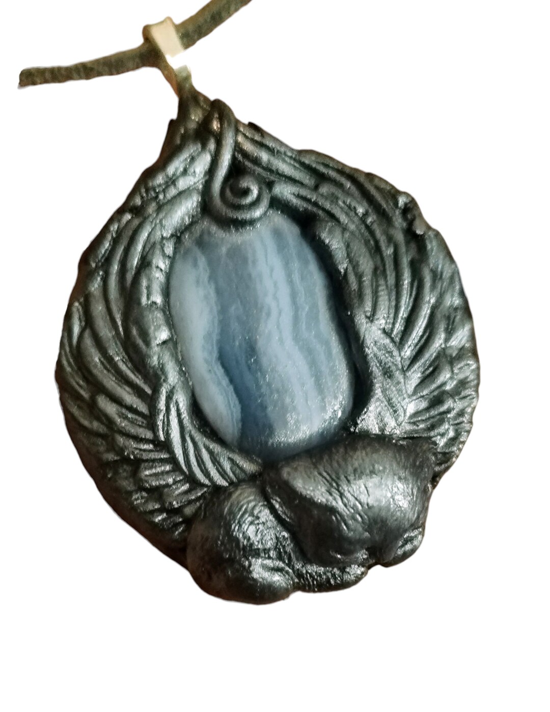 Handmade Angel Wings Cat Memorial Necklace, Rosaline Thuline Stone - Etsy