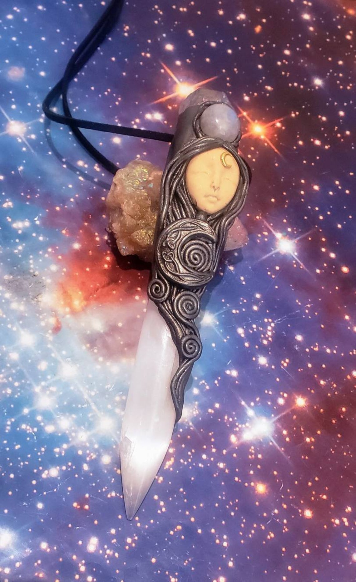 Moon Goddess Magic Wicca Wand. Selenite Crystal Wand. Witch - Etsy