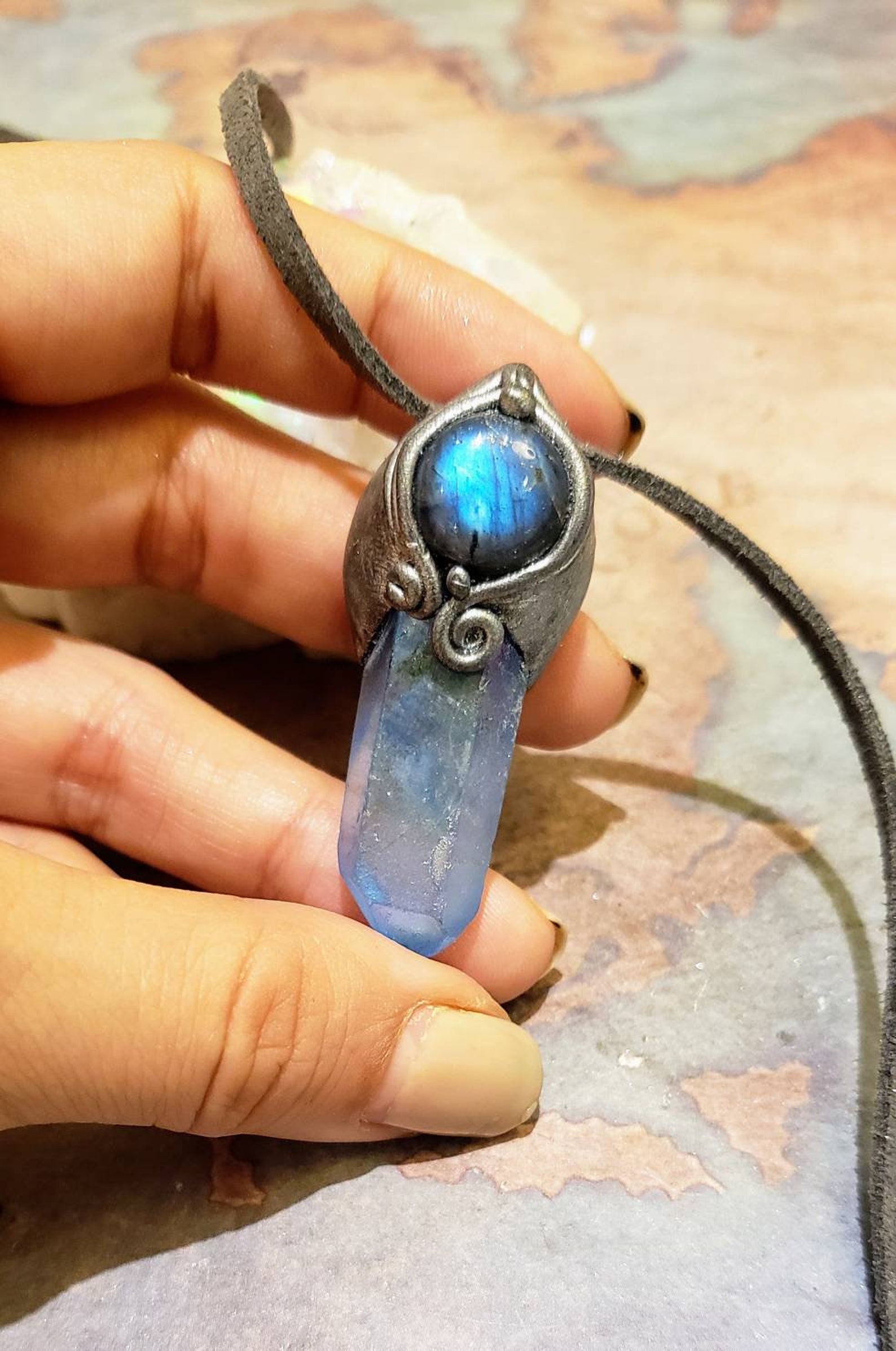 Indigo Starseed Crystal Pendant. Blue Ray Starseed Necklace. - Etsy