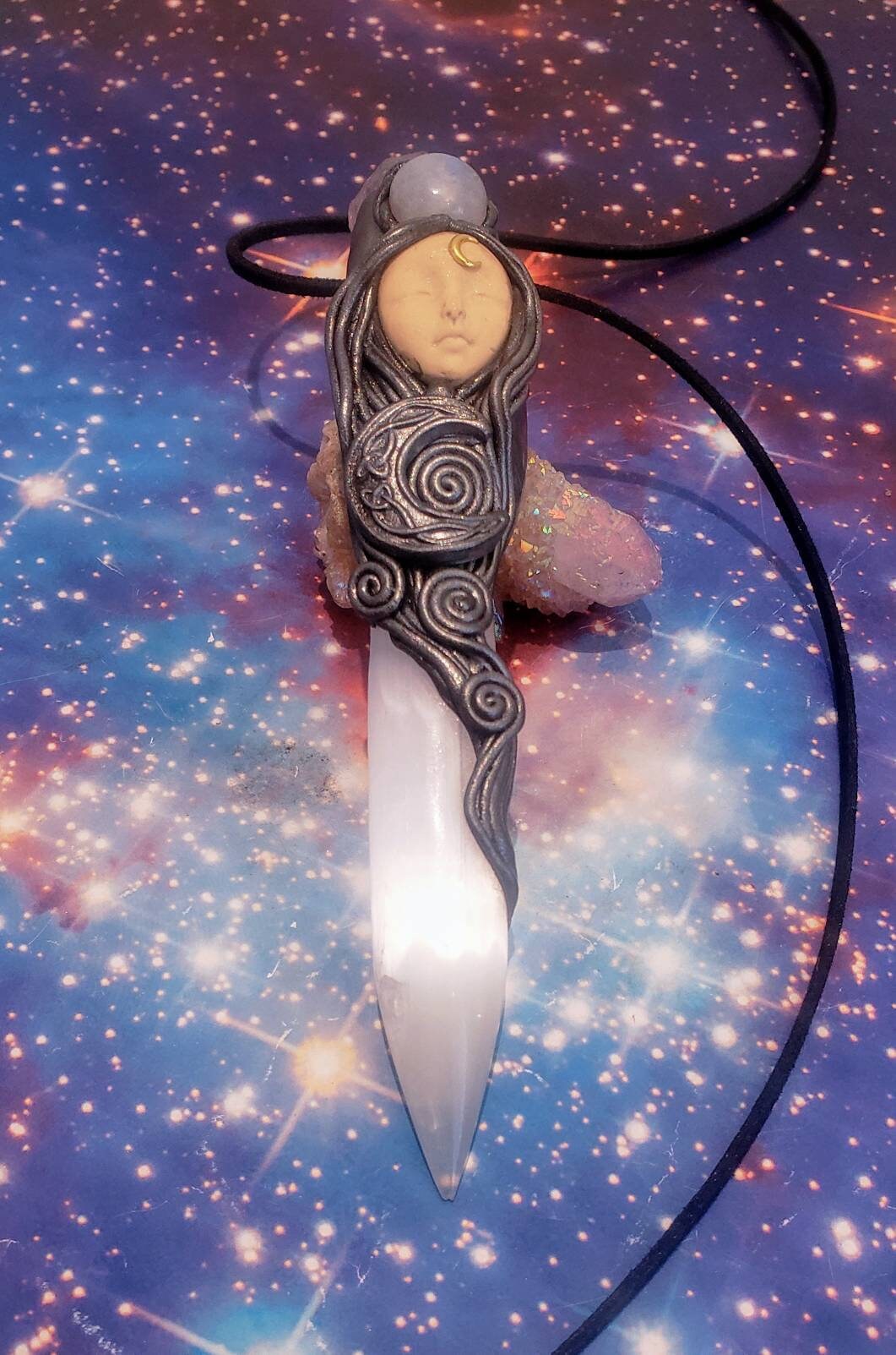 Moon Goddess Magic Wicca Wand. Selenite Crystal Wand. Witch | Etsy