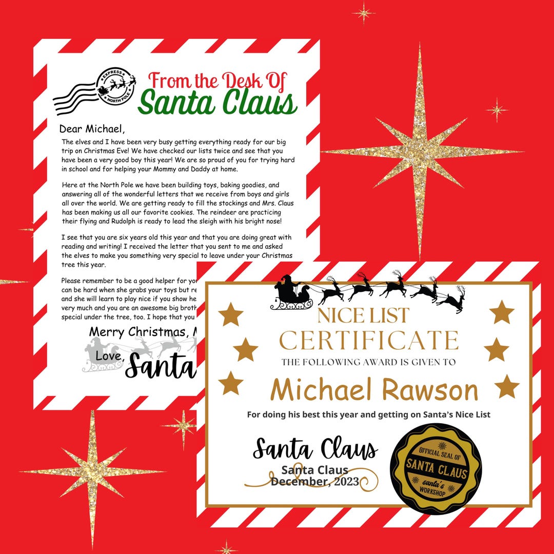 Editable Letter From Santa, Printable Nice List Certificate, Approved ...