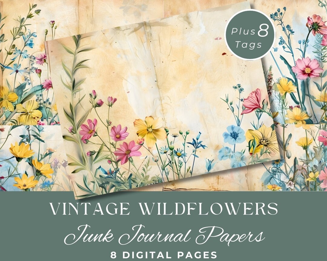 Vintage Wildflowers Junk Journal Pages, Wildflowers Papers, Junk ...