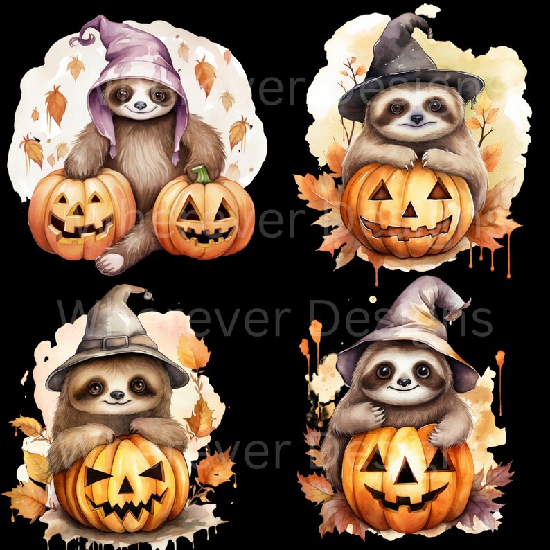 Sloth PNG Bundle, Sloth Clipart, Halloween Sloth, Sloth Gifts, Sloth ...