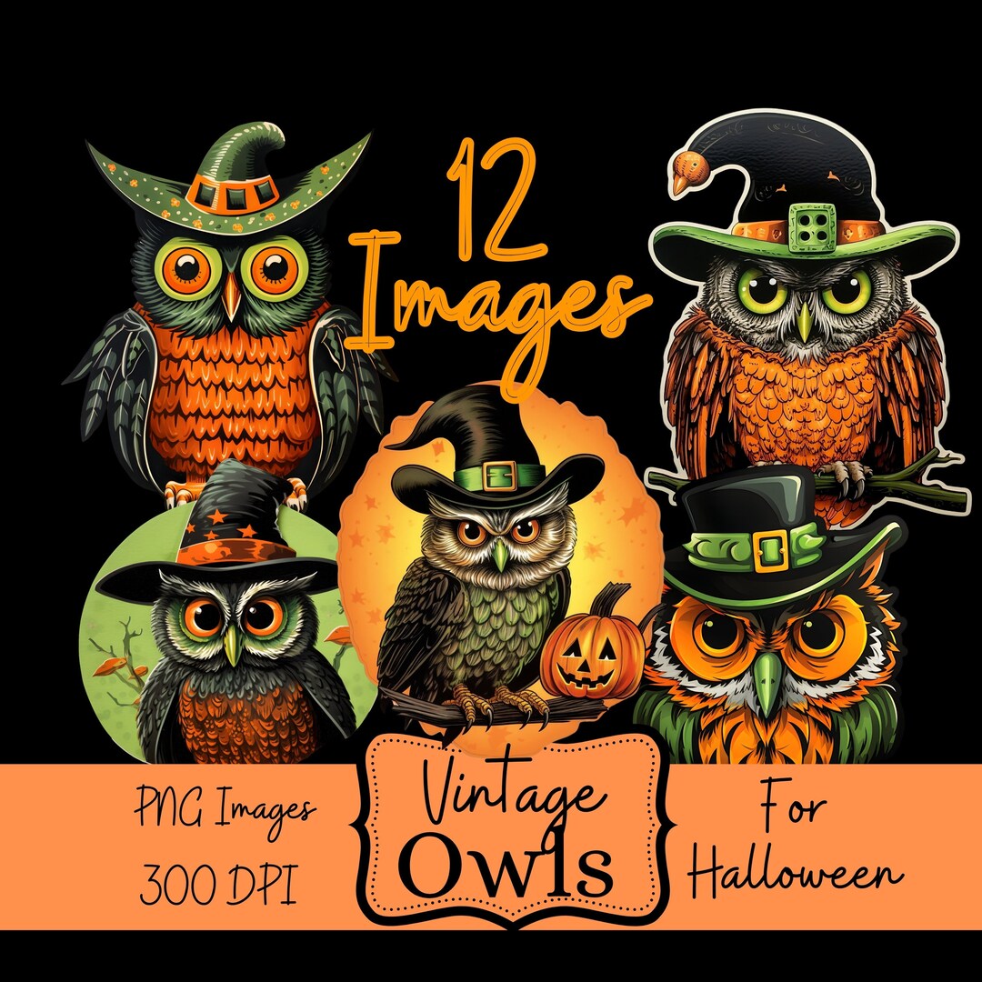 Vintage Halloween Clipart, Owl PNG, Owl Clipart, Printable Halloween ...