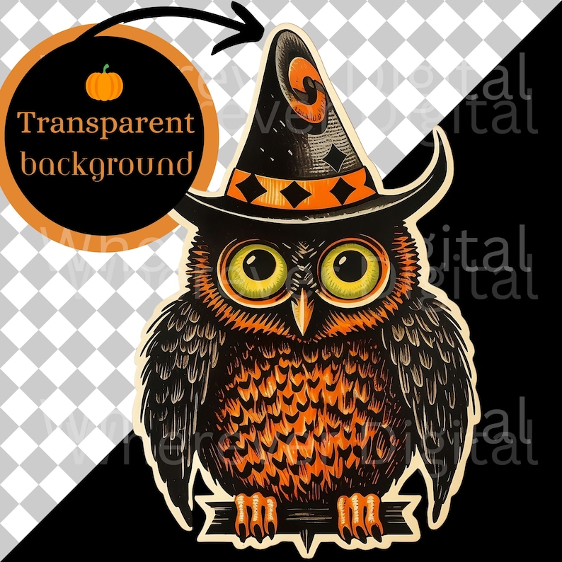 Vintage Halloween Clipart, Owl PNG, Owl Clipart, Printable Halloween ...