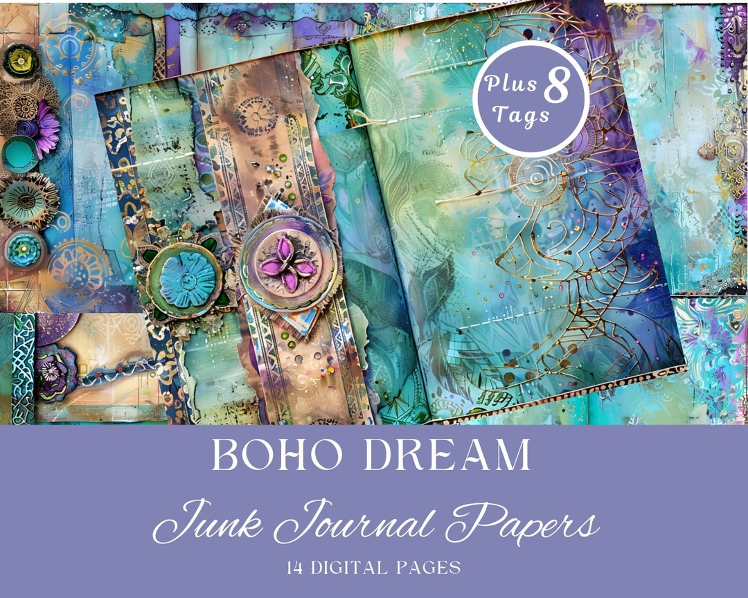Boho Junk Journal, Bohemian Journal, Whimsical Journal, Boho Papers ...