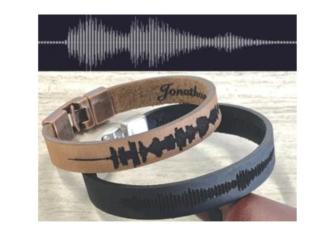 Soundwave Leather Bracelet Christmas Gifts for Men Heartbeat Leather ...