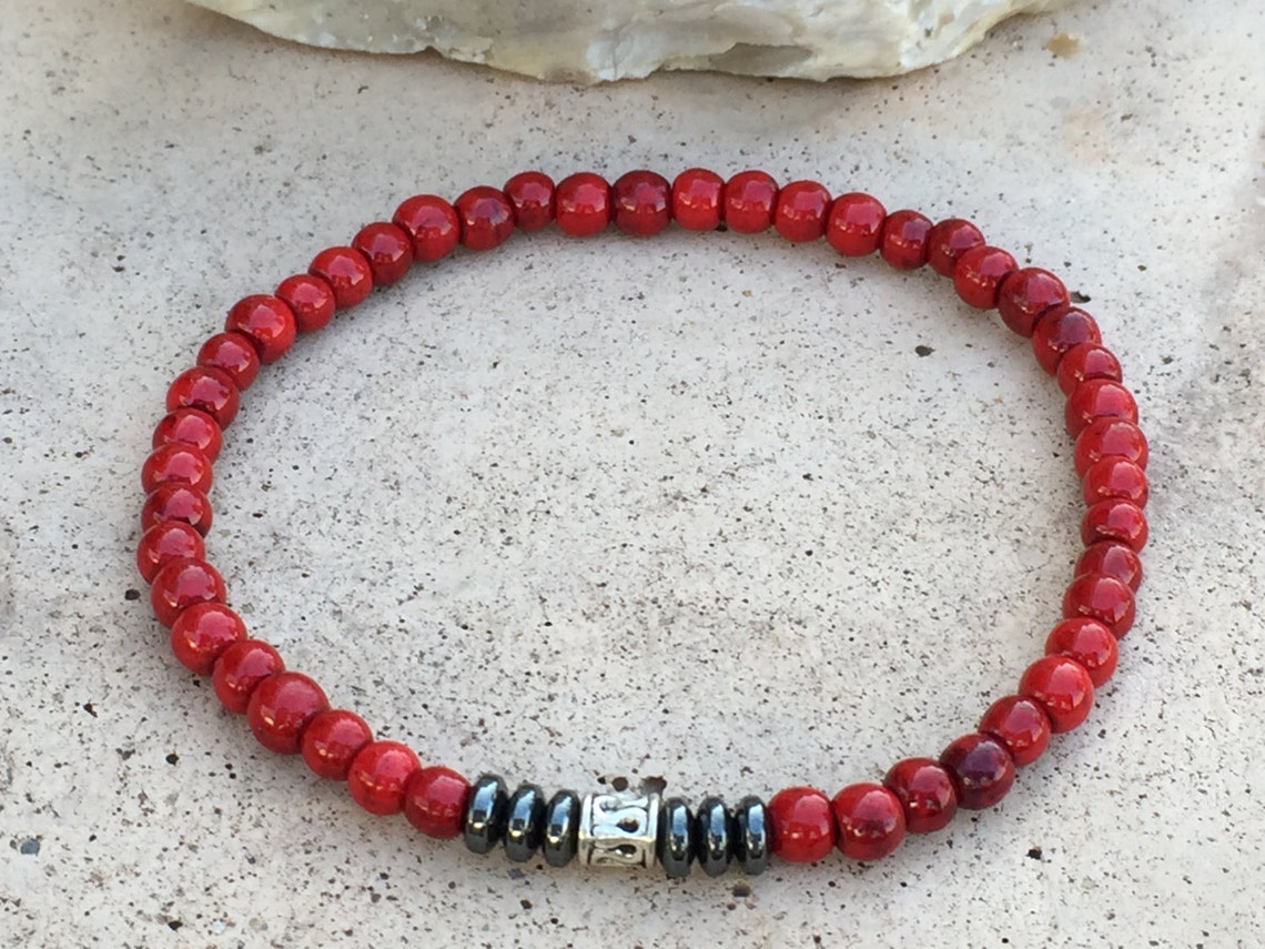 FREE Shipping-men's Red Bracelet,men's Beaded Bracelet,men Stone ...
