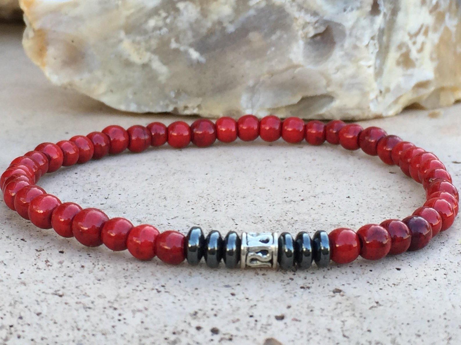 FREE Shipping-men's Red Braceletmen's Beaded - Etsy