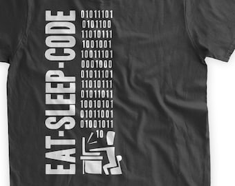 Eat Sleep Code T-shirt Binary Code Computer Geek Computer | Etsy