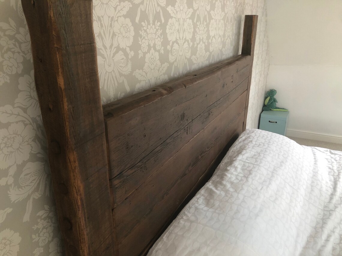 Chunky Rustic Bed Handmade From Reclaimed Wood - Etsy UK