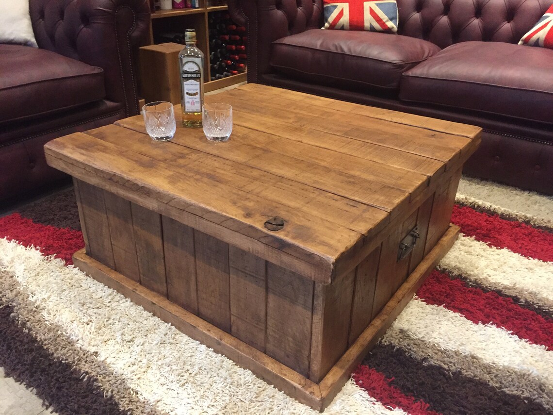 Handmade oak chest coffee table made from old french oak | Etsy