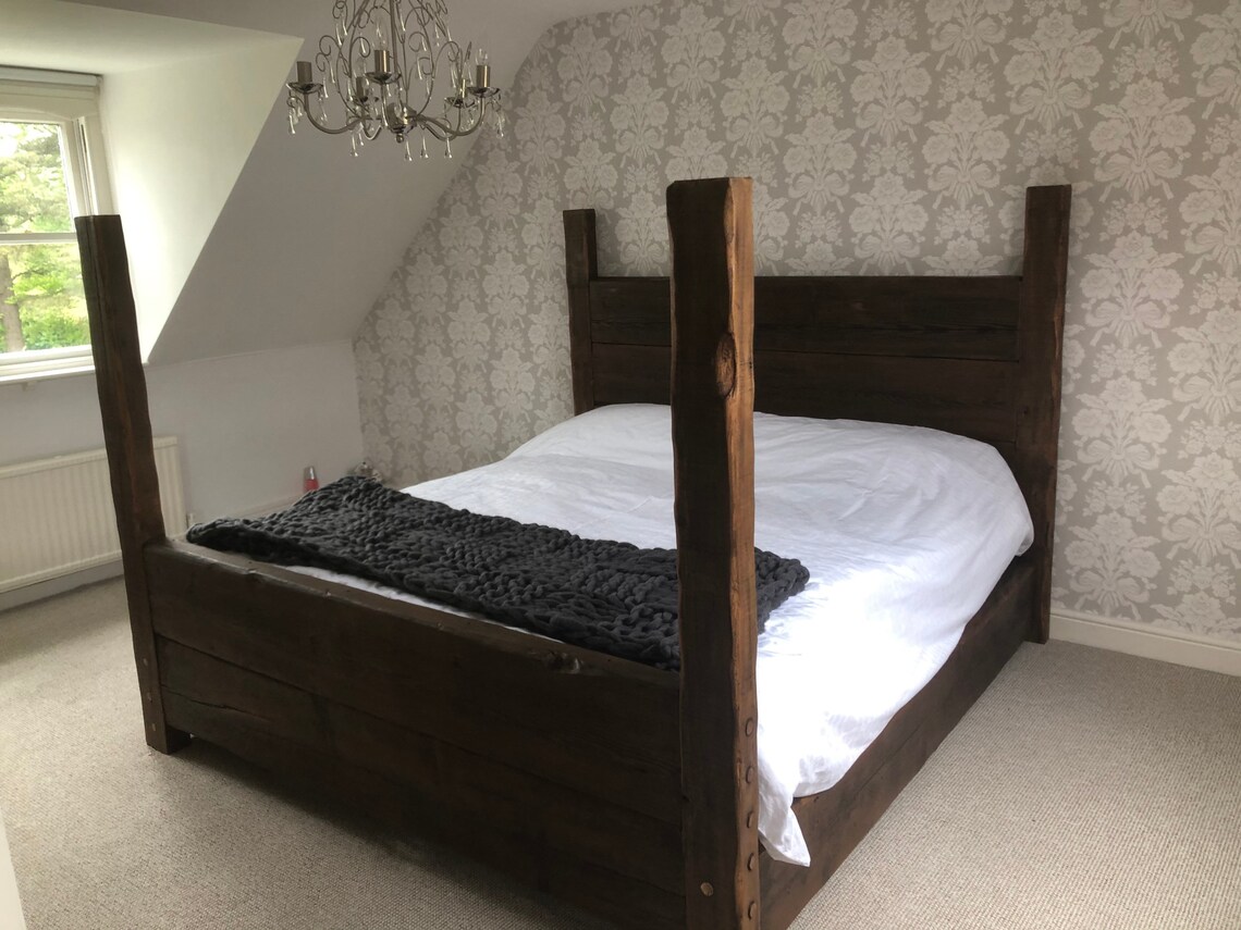 Chunky Rustic Bed Handmade From Reclaimed Wood - Etsy UK