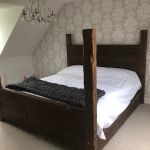 Chunky Rustic Bed Handmade From Reclaimed Wood - Etsy UK