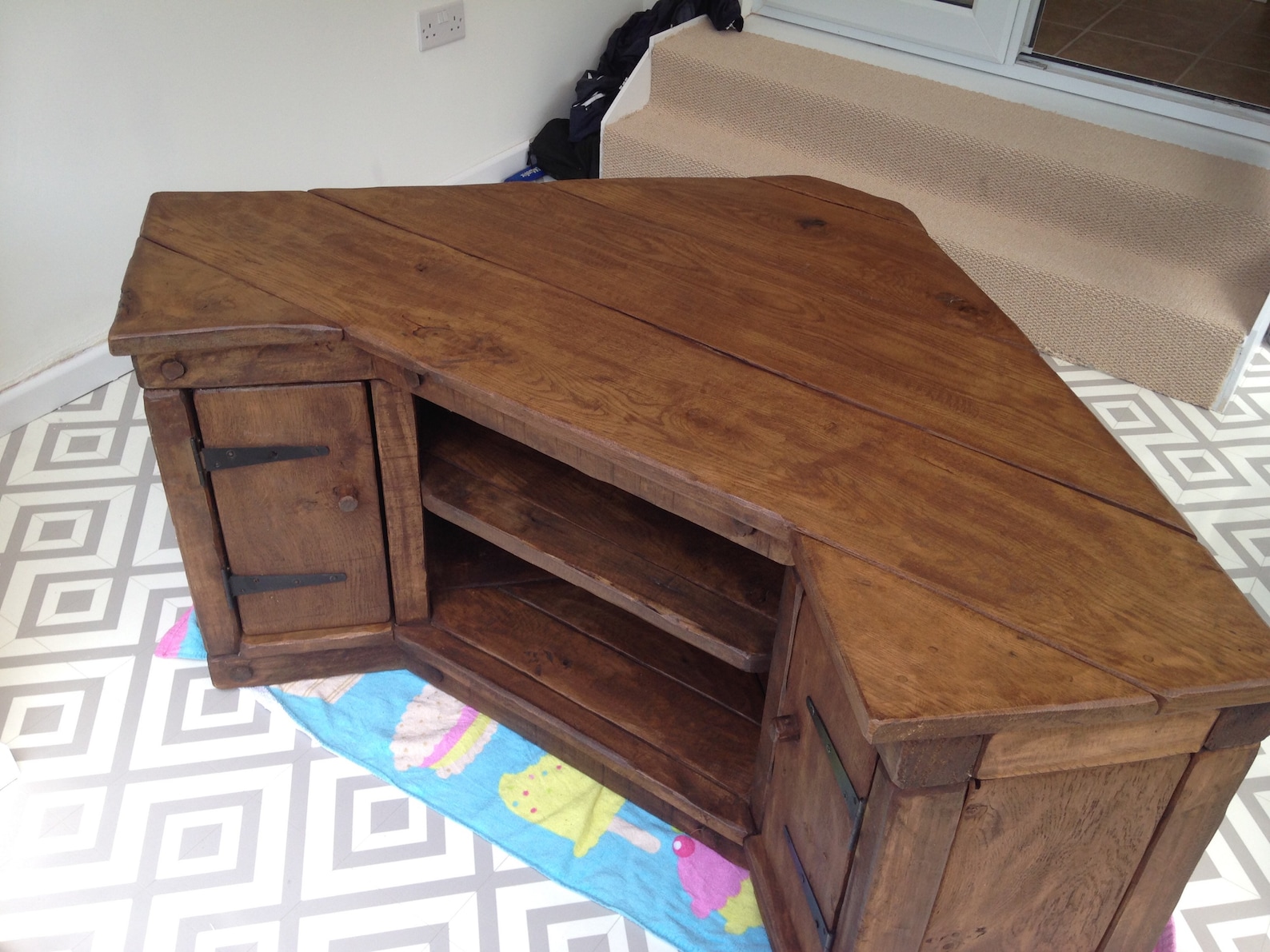 Rustic Handmade Corner Tv Unit Made From Old Drench Oak | Etsy