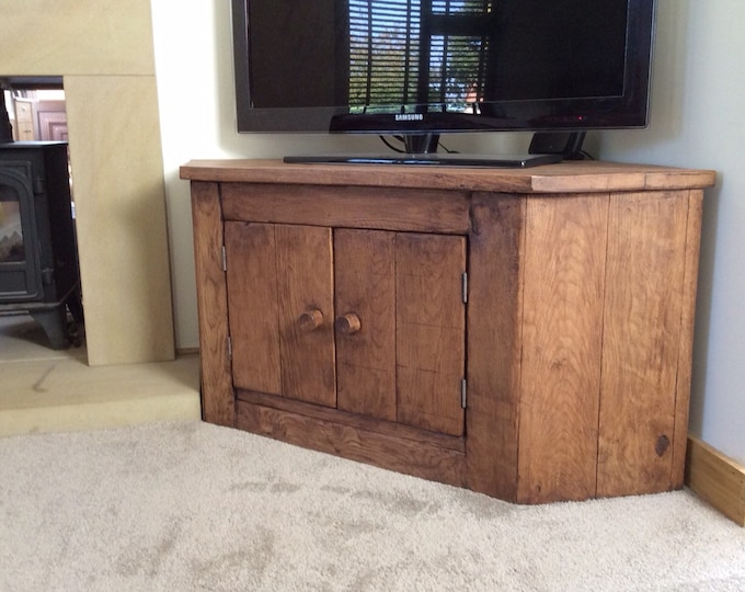 Rustic Corner Tv Unit Made From Reclaimed French Oak - Etsy UK