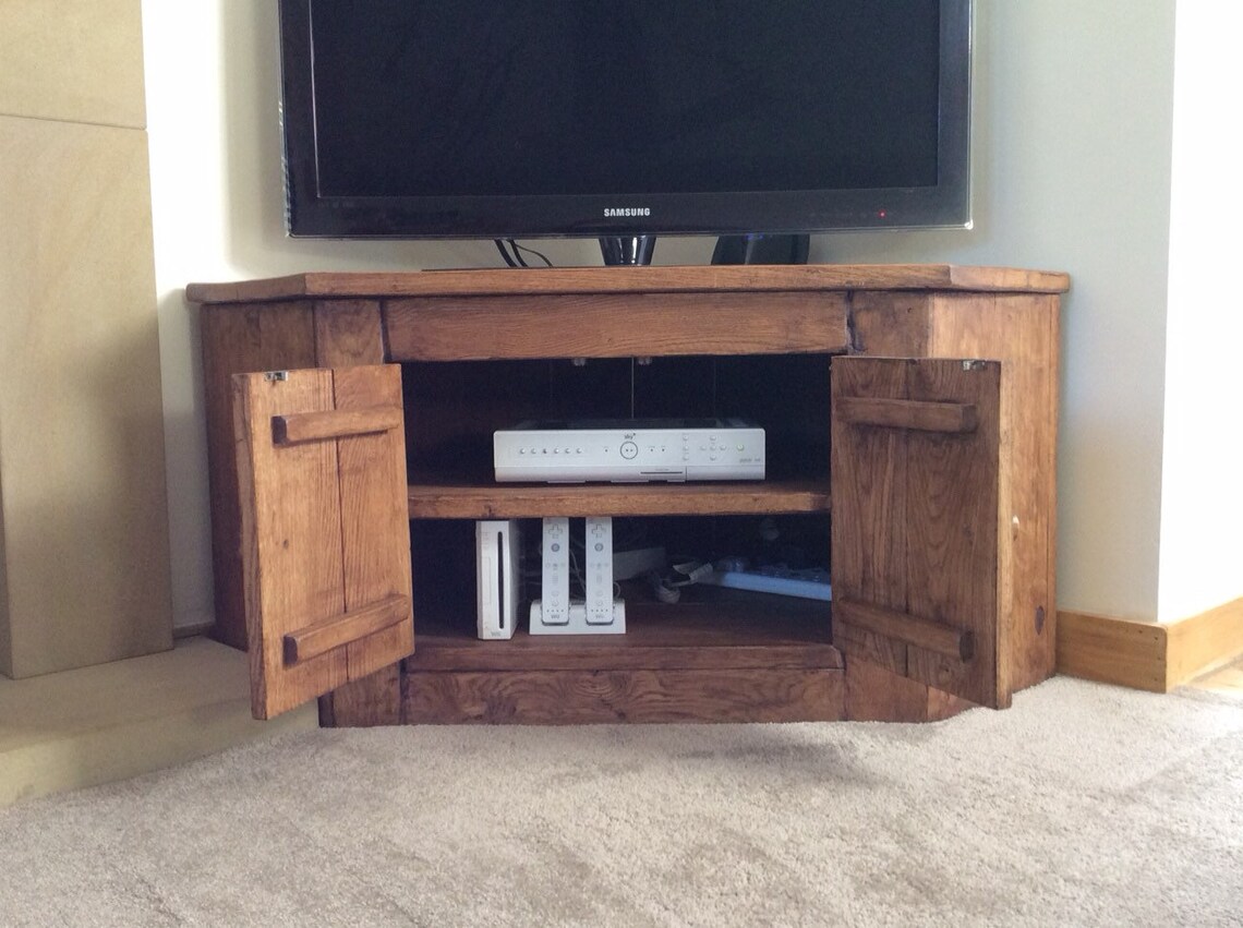 Rustic Corner Tv Unit Made From Reclaimed French Oak - Etsy UK
