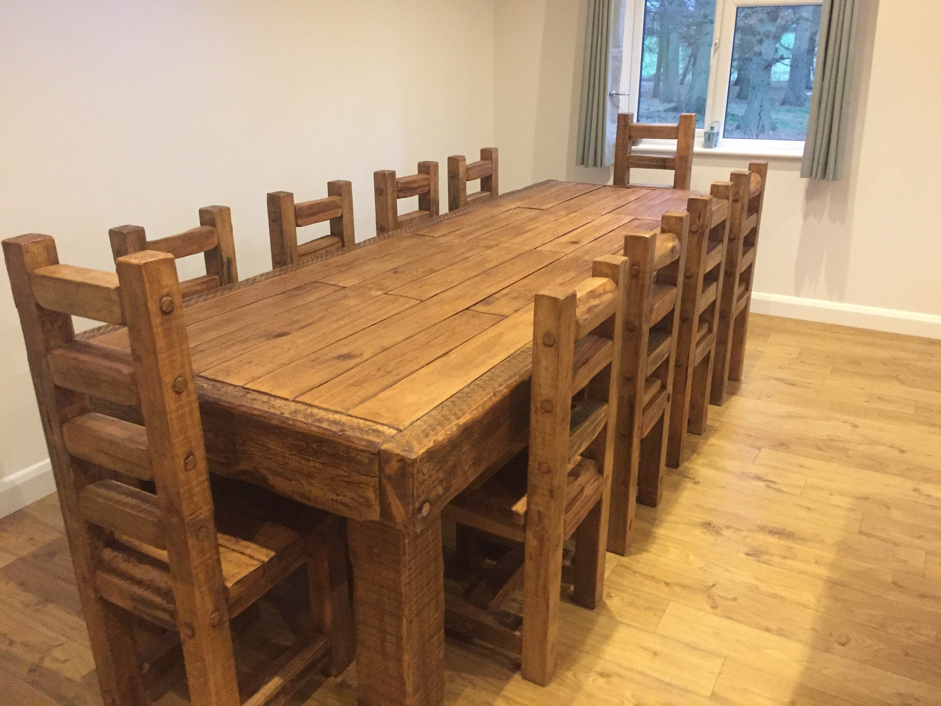 Chunky French Oak Dining Table Set - Etsy UK