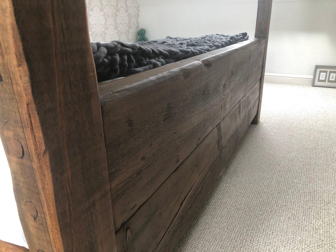 Chunky Rustic Bed Handmade From Reclaimed Wood - Etsy UK