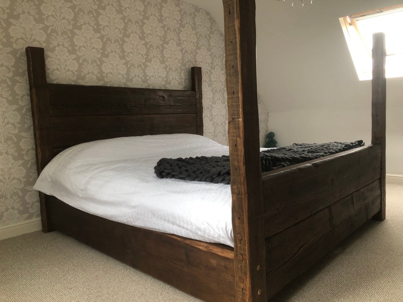 Chunky Rustic Bed Handmade From Reclaimed Wood - Etsy UK
