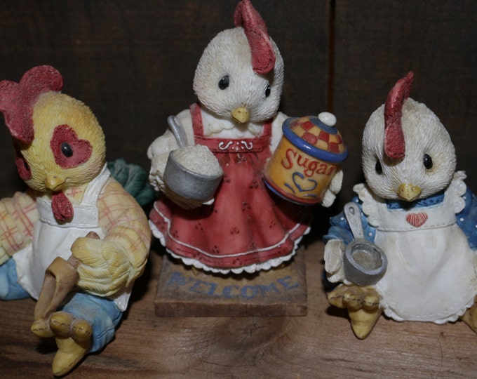 Mary's Henhouse 1997 Enesco Chicken Rooster Resin Figurines Mary Rhyner ...