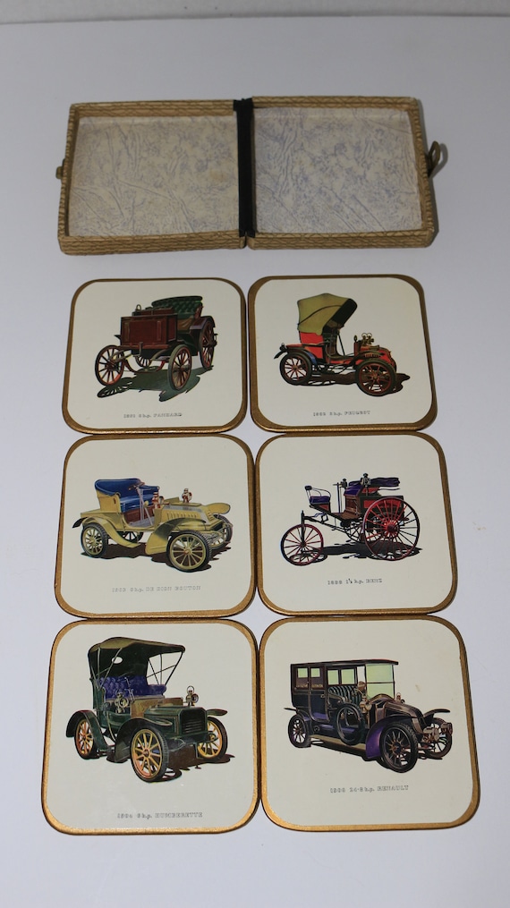 Win-El-Ware Vintage Cars Coaster Set of 6 with Case 1960s Made | Etsy