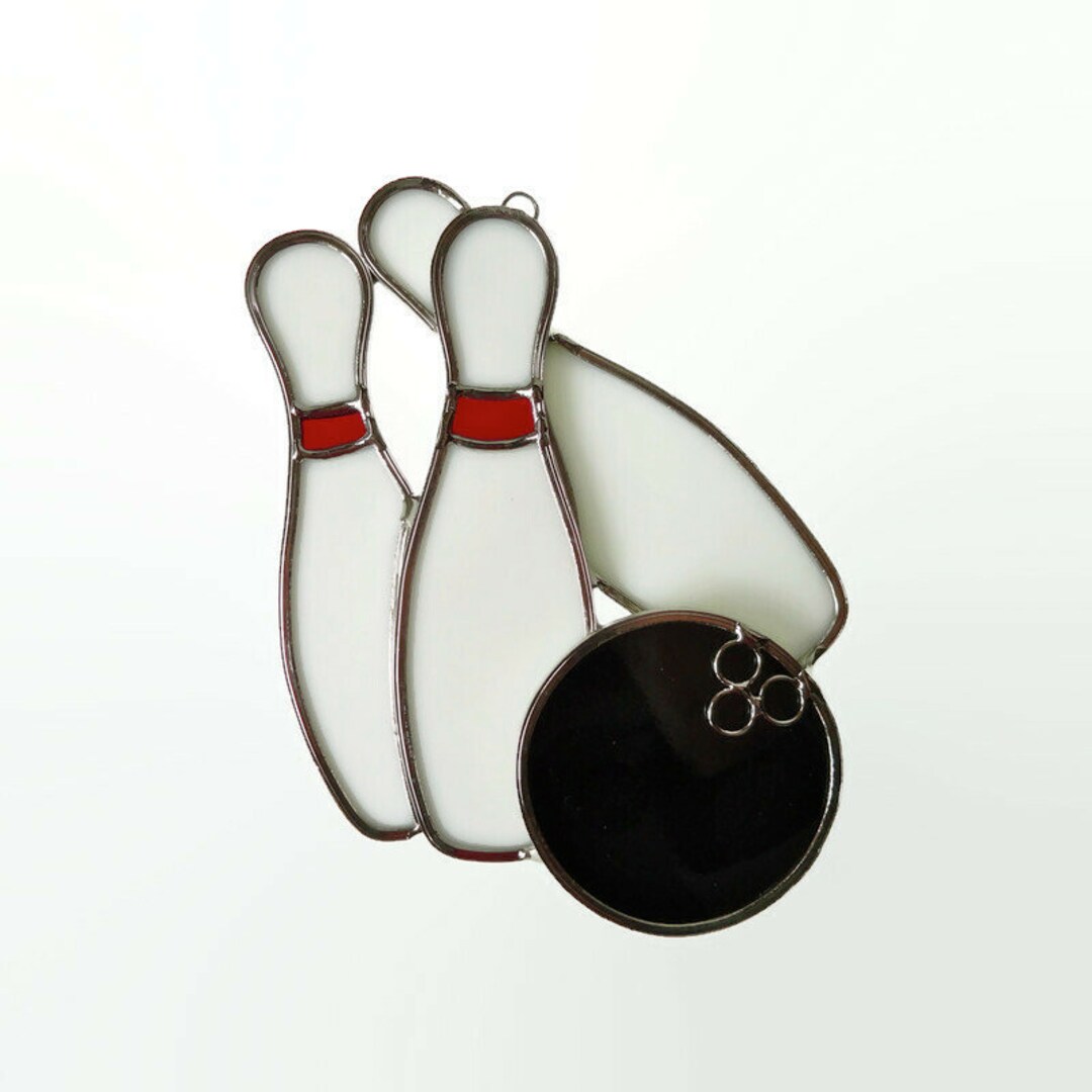 Bowling Ball Pins Stained Glass Suncatcher Art Leaded Glass Window ...