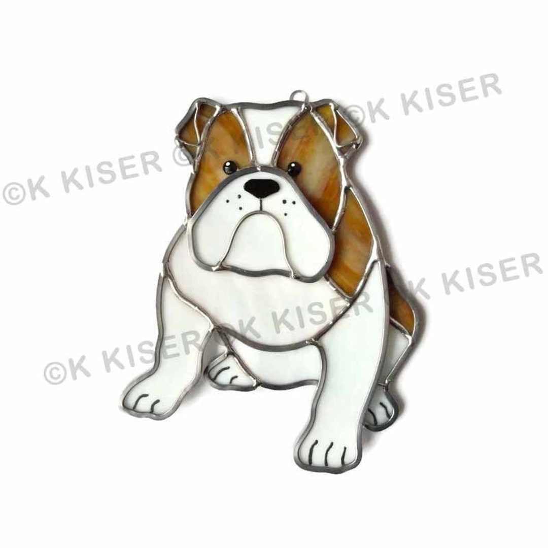 Stained Glass English Bulldog Suncatcher Window Hanging Lover Gift - Etsy