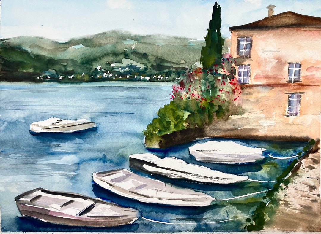 WATERCOLOUR ORIGINAL Painting , Lake Como Scene - Etsy