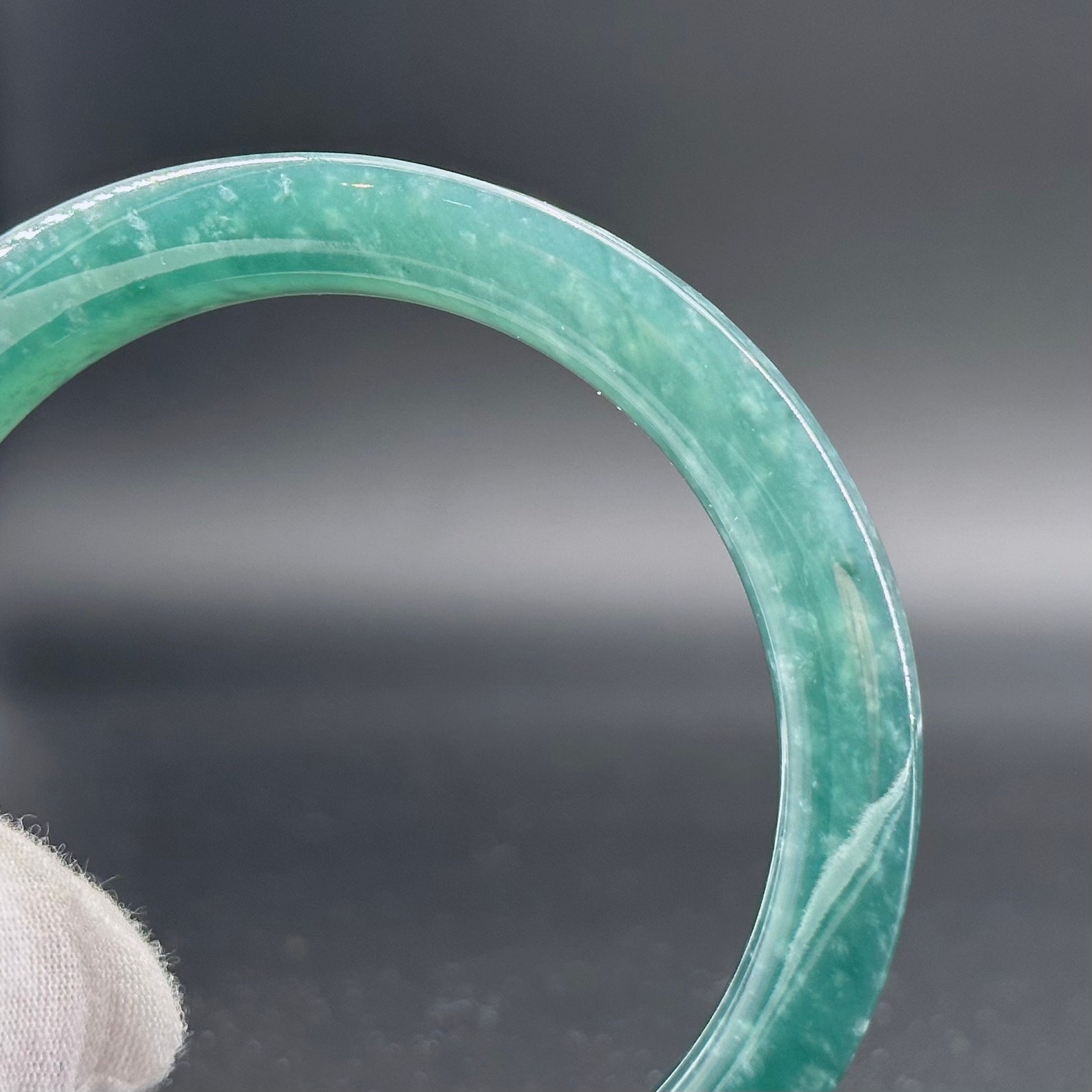 Blue Jade Bangle Green Snowy Guatemalan Jadeite Bangle 64mm Bracelet ...
