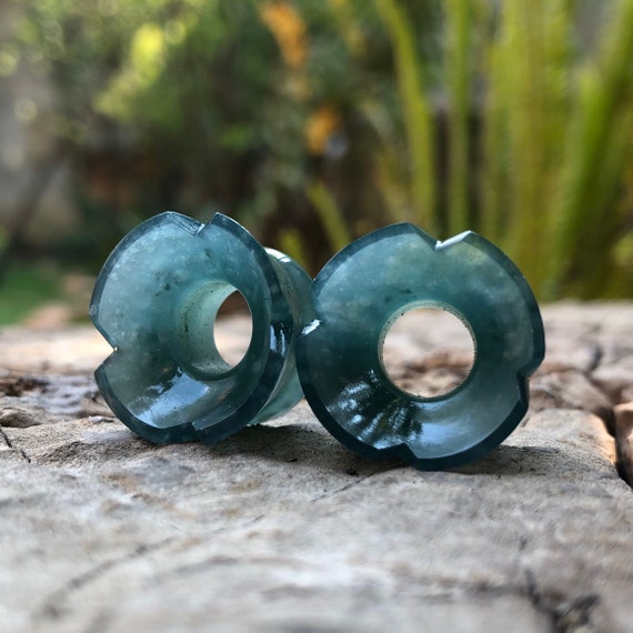 Blue Jade Mayan Ear Flares Translucent Guatemalan Jadeite | Etsy