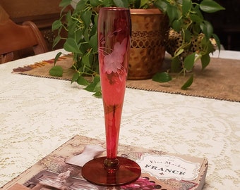 Red Glass Bud Vase - Etsy