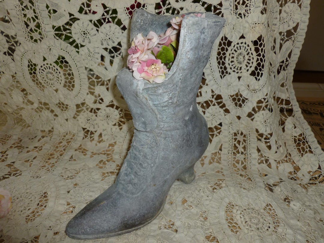 A Vintage Victorian Style Boot Planter / Time Worn Decorative Planter ...